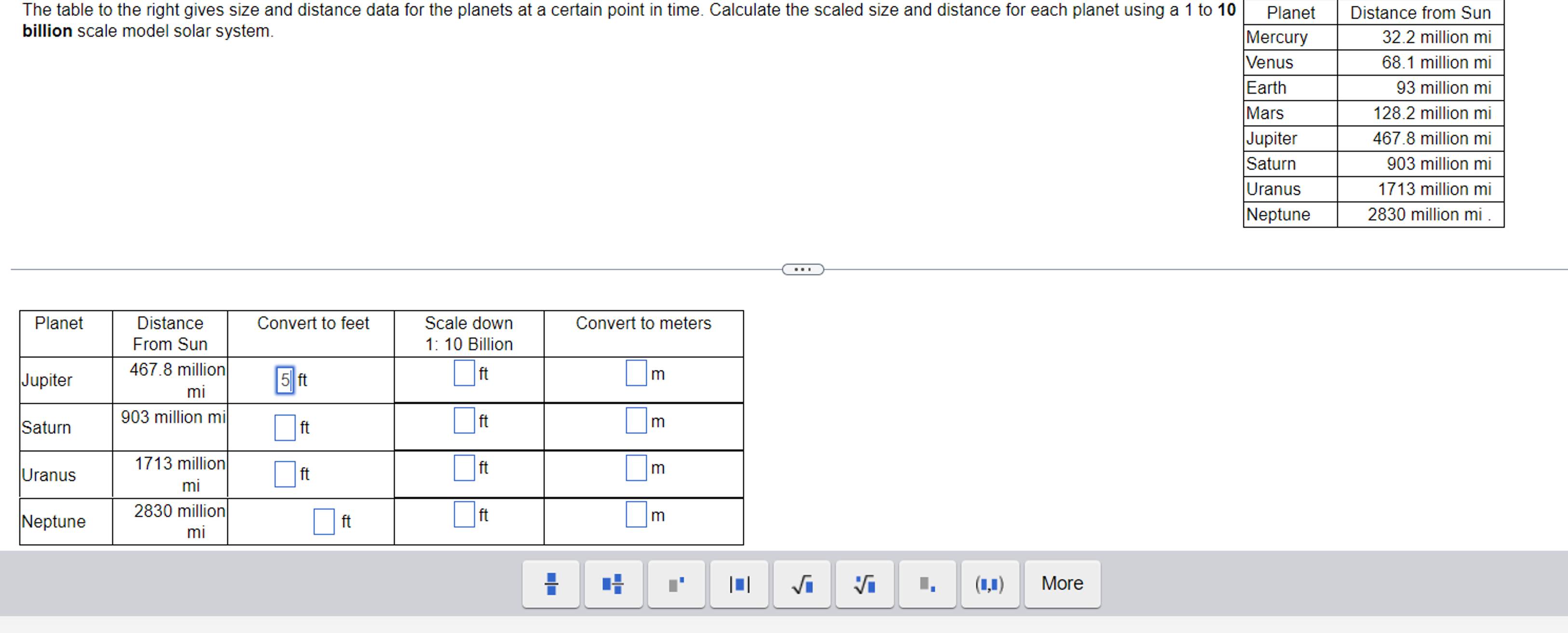 Solved The table to the right gives size and distance data | Chegg.com
