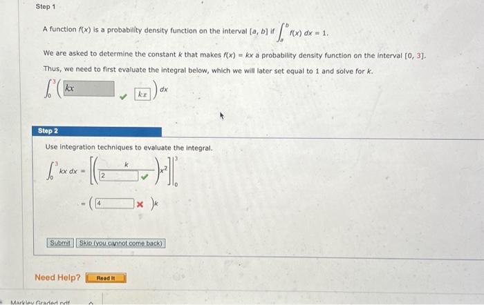 Solved A function f(x) is a probability density function on | Chegg.com