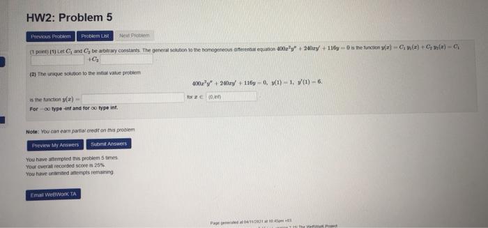 Solved HW2: Problem 5 Previous Problem Problem Neo (1) let | Chegg.com