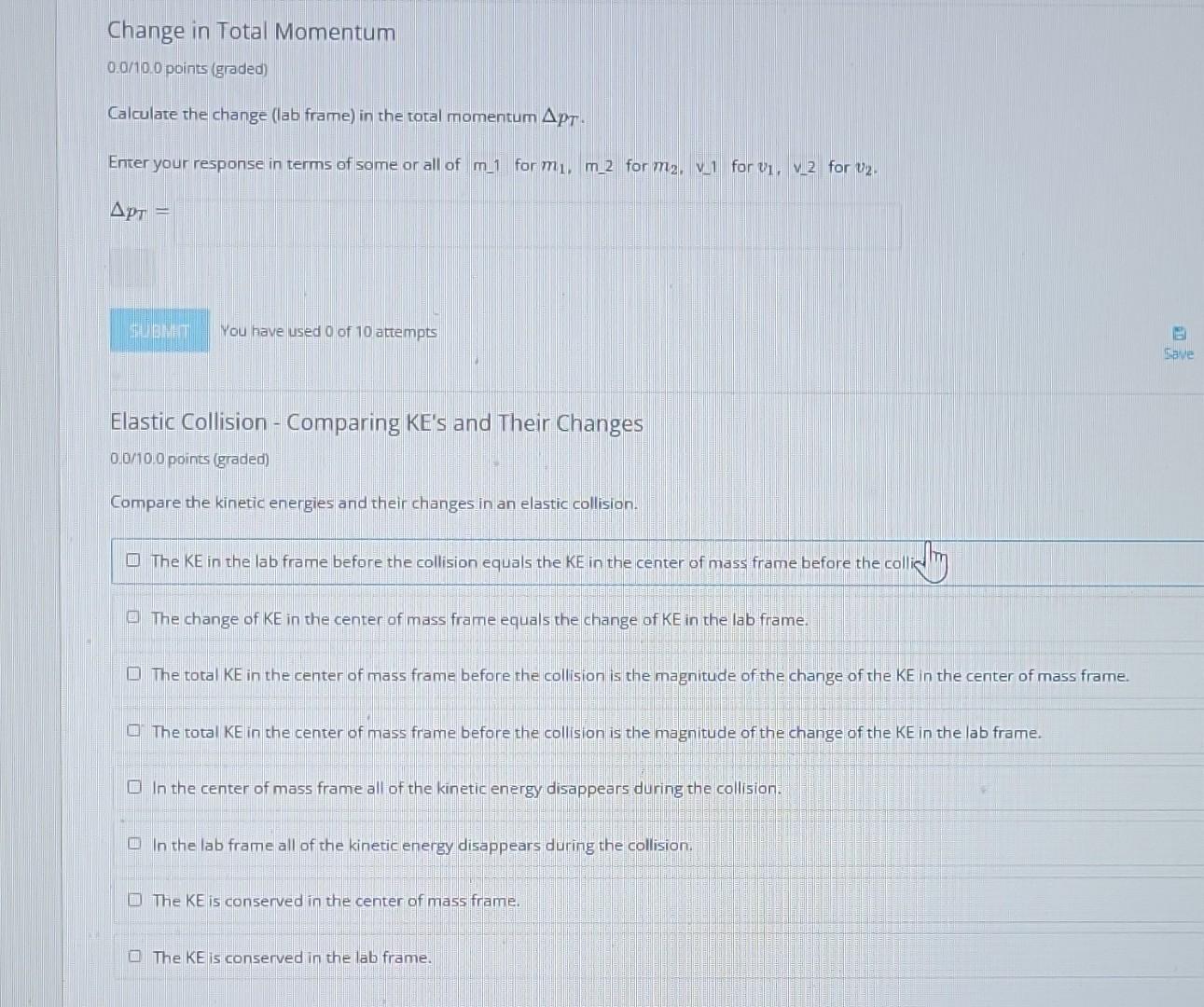 Solved H: Elastic Collision Two point masses m₁ and m2 with | Chegg.com