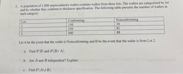 Solved 3. A population of 1,000 semiconductor wafers | Chegg.com