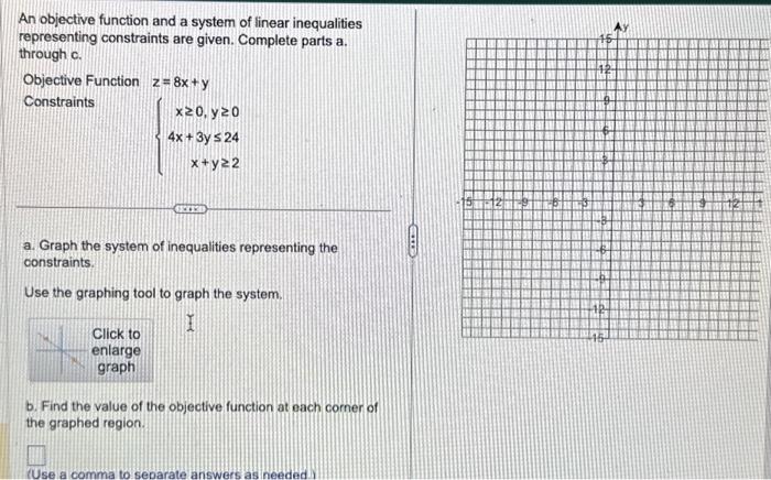 Solved An objective function and a system of linear | Chegg.com
