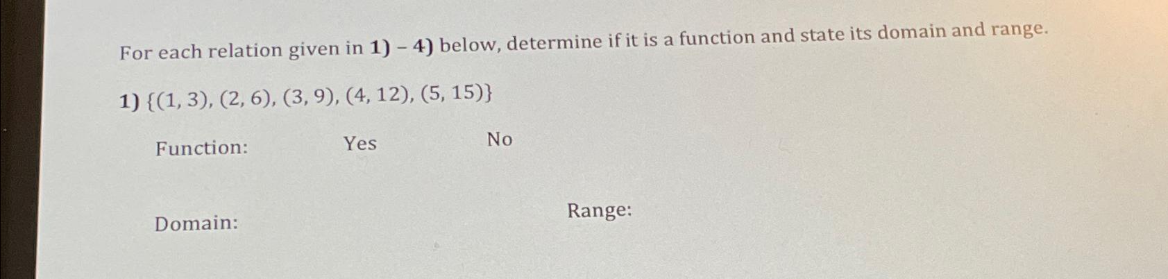 For each relation given in 1 ) -4 ) ﻿below, determine | Chegg.com