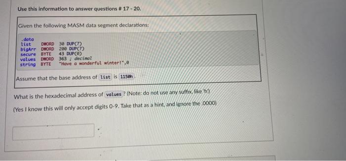 Solved Use This Information To Answer Questions 17 20 