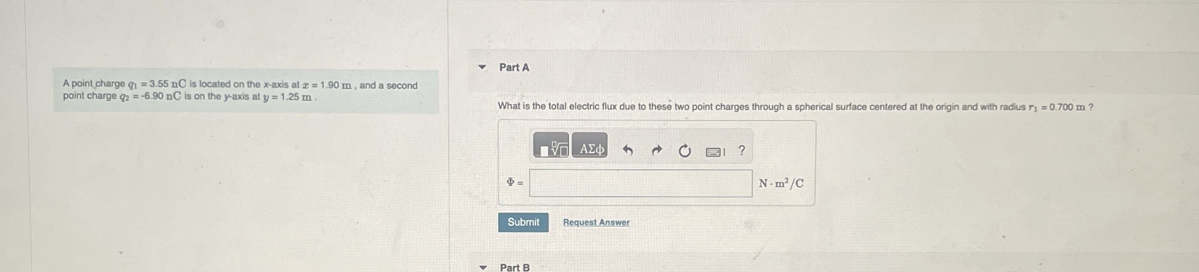 Solved A point charge q1=3.55nC ﻿is located on the x-axis at | Chegg.com