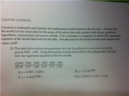 Solved Construct a scatterplot and identify the mathematical | Chegg.com