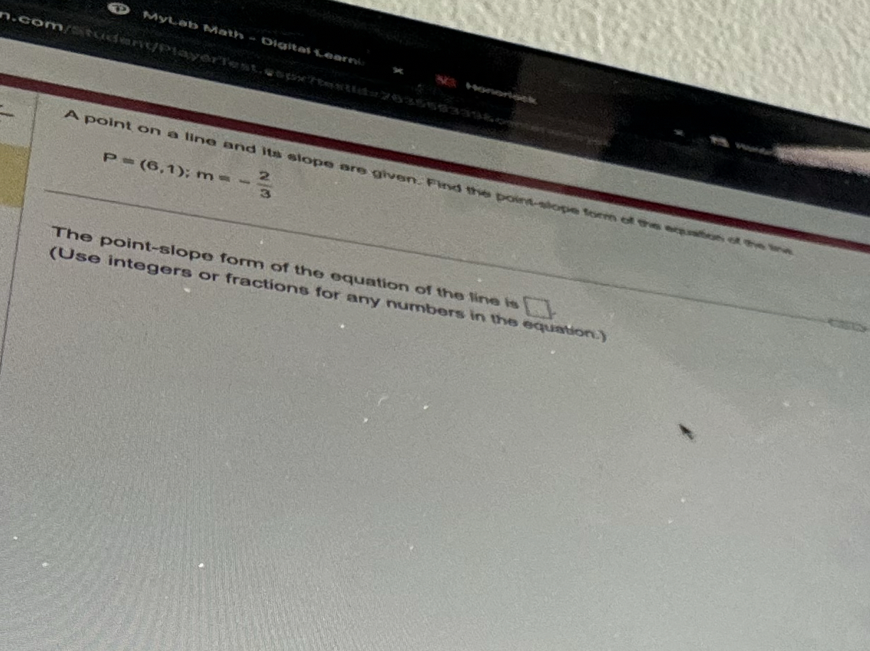 Solved P=(6,1):m=-23The point-slope form of the oquation of | Chegg.com
