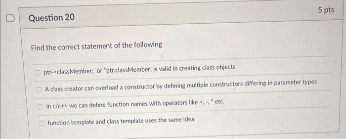 Solved Find the correct statement of the following ptr-> | Chegg.com
