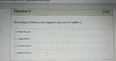 Solved Question 22 ﻿ptsAccording to Erikson, the negative | Chegg.com