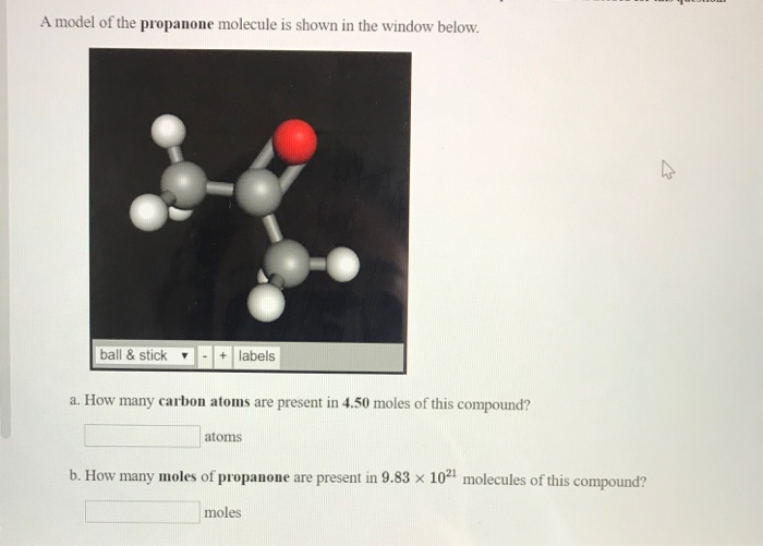 Solved A model of the propanone molecule is shown in the | Chegg.com