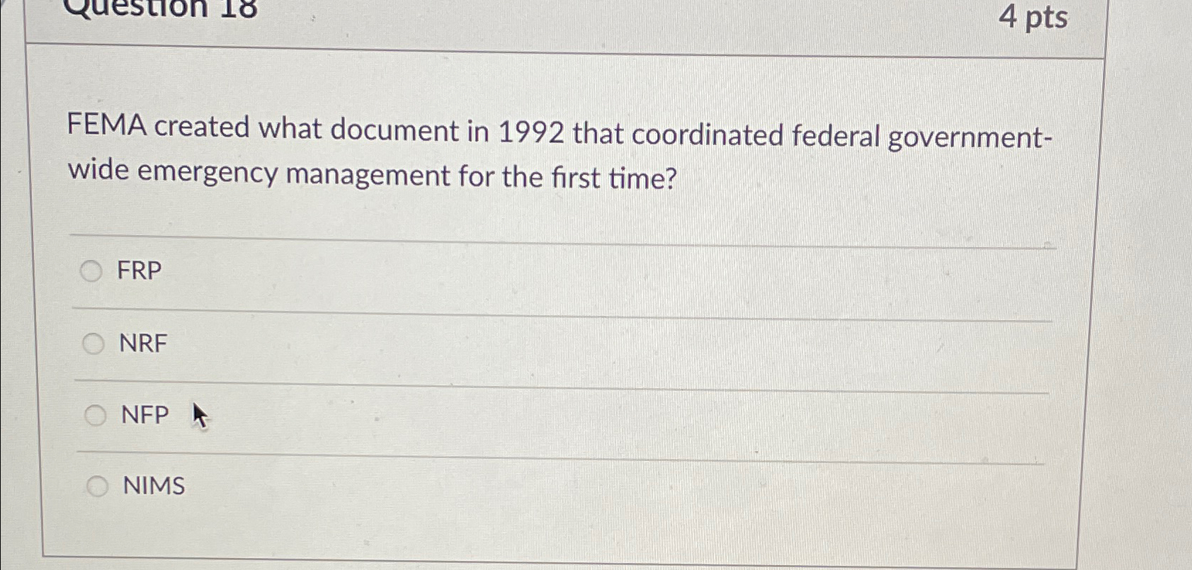 Solved FEMA created what document in 1992 ﻿that coordinated | Chegg.com