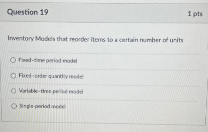 Solved Inventory Models that reorder items to a certain | Chegg.com