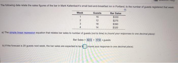 Solved The following data relate the sales figures of the | Chegg.com