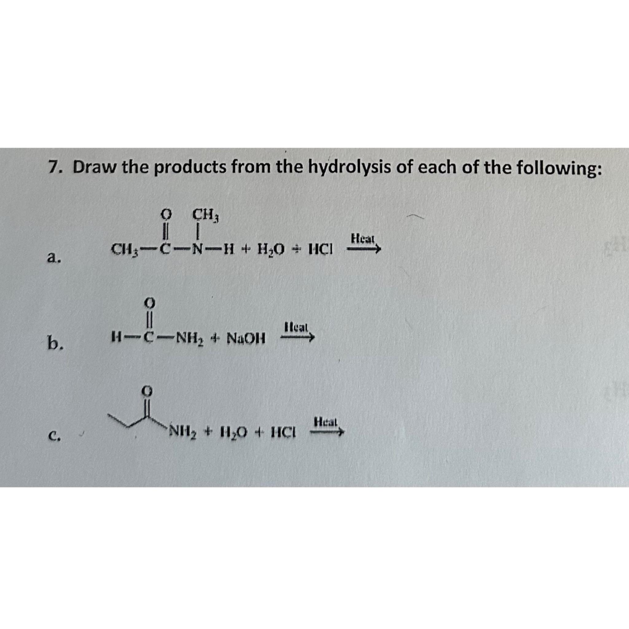Solved Draw the products from the hydrolysis of each of the | Chegg.com
