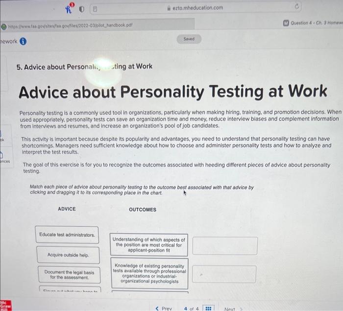 Solved Advice about Personality Testing at work Personality | Chegg.com