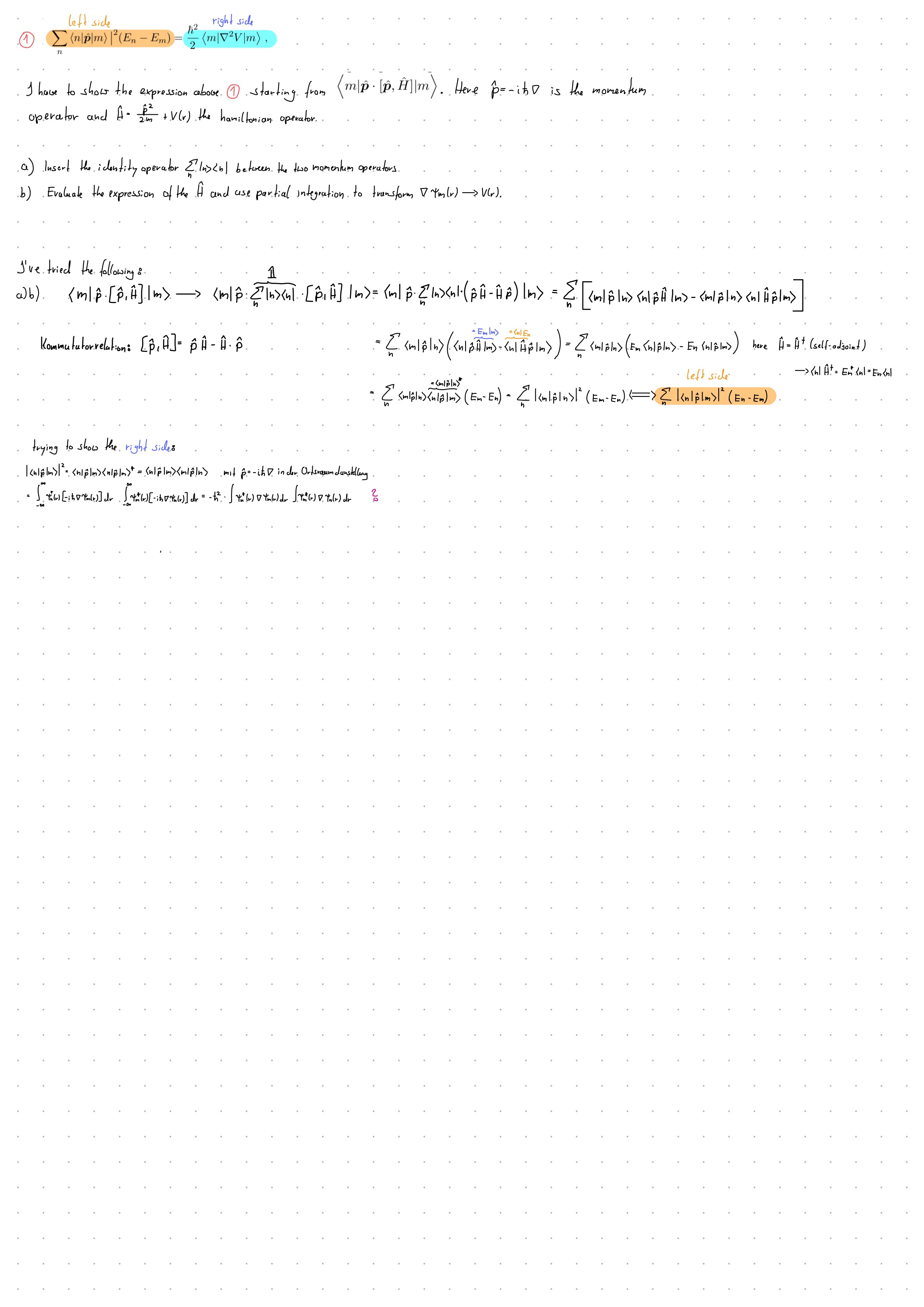 Solved I'm trying to show that the left side (orange) ﻿is | Chegg.com