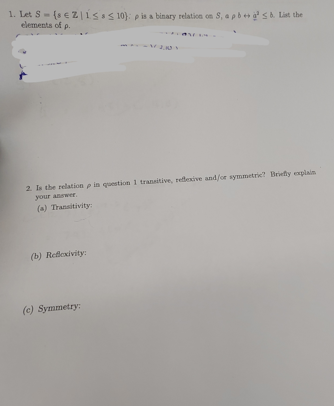 Solved Let S={sinZ|1≤s≤10} ﻿: ρ ﻿is a binary relation on | Chegg.com