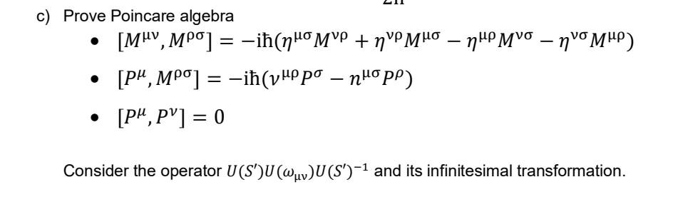 Solved c) Prove Poincare algebra - | Chegg.com