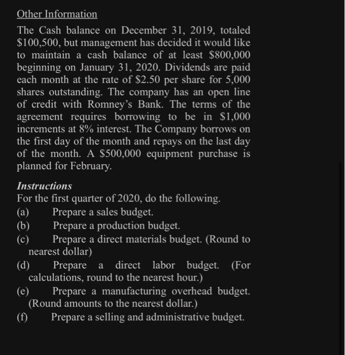Chapter 22 Budgetary Planning Comprehensive | Chegg.com