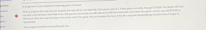 Solved In assivment 2 you created the following pame of | Chegg.com