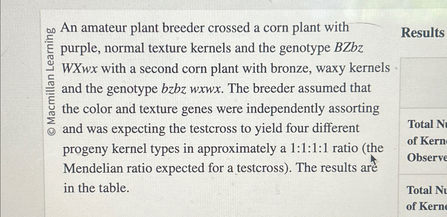 Solved an Amateur plant breeder crossed a corn plant | Chegg.com