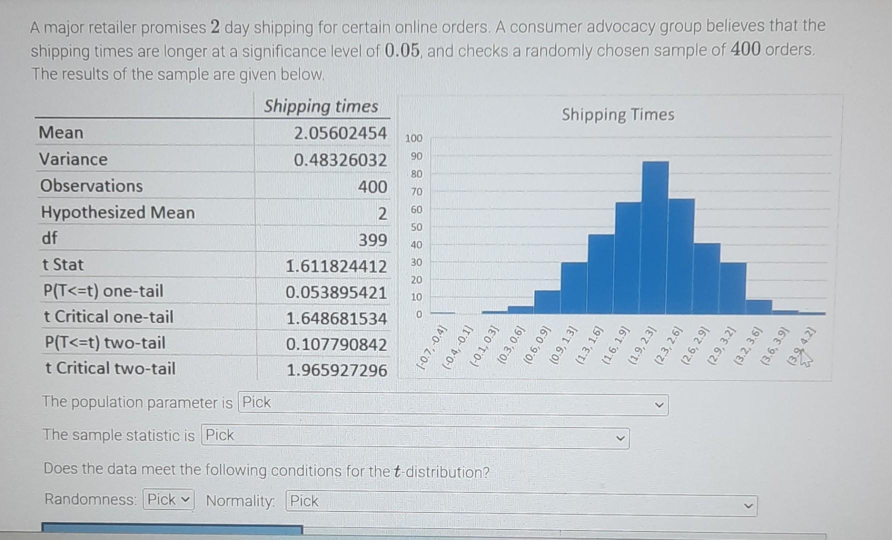 Solved A major retailer promises 2 day shipping for certain | Chegg.com