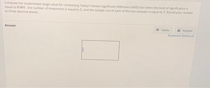 Solved Compute the studentized range value for conducting | Chegg.com