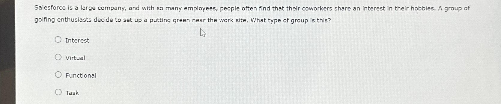 Solved Salesforce is a large company, and with so many | Chegg.com