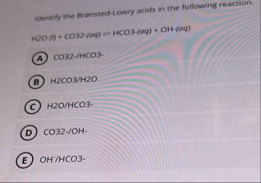 Solved Identify the Bronsted-Lowry acids in the following | Chegg.com