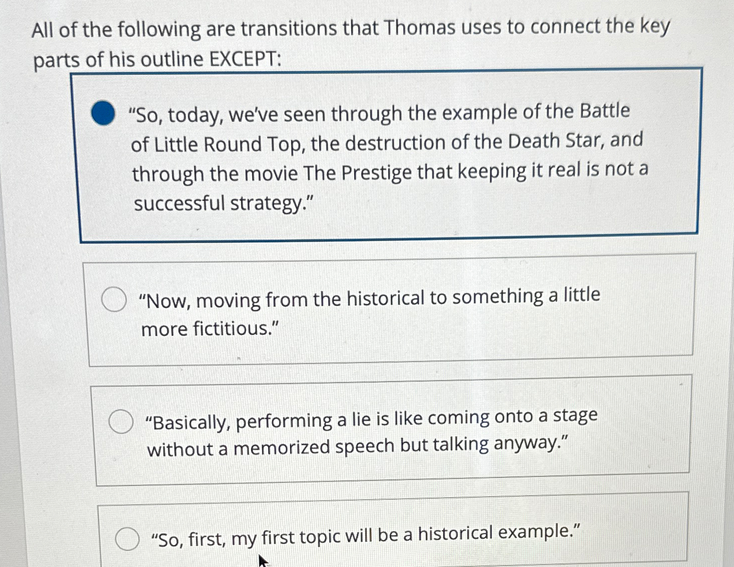 Solved All of the following are transitions that Thomas uses | Chegg.com