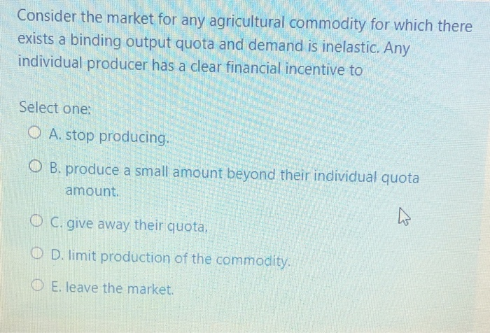 Solved Consider the market for any agricultural commodity | Chegg.com