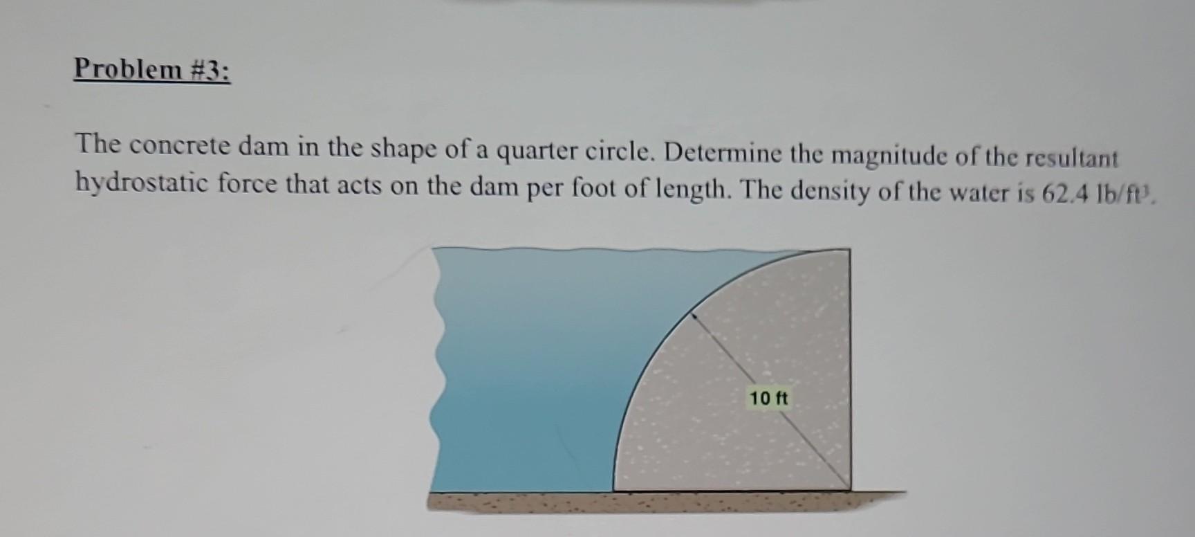 Solved The concrete dam in the shape of a quarter circle. | Chegg.com