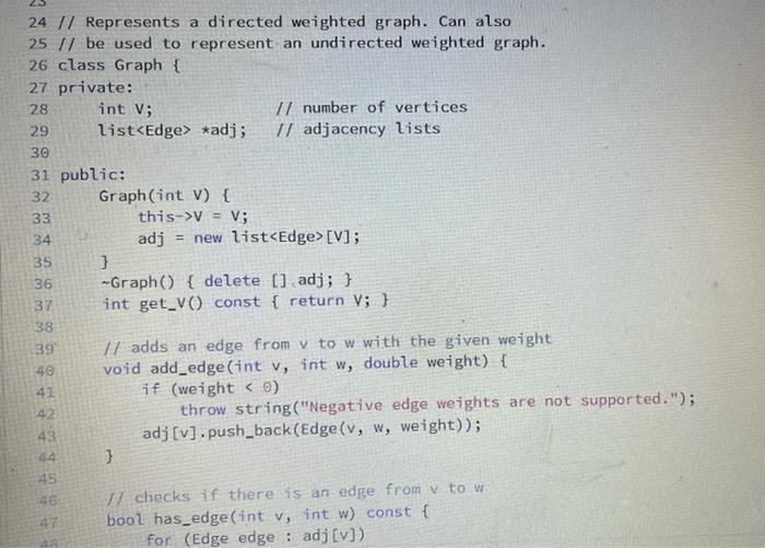 Solved You are given an incomplete class in graph.h | Chegg.com
