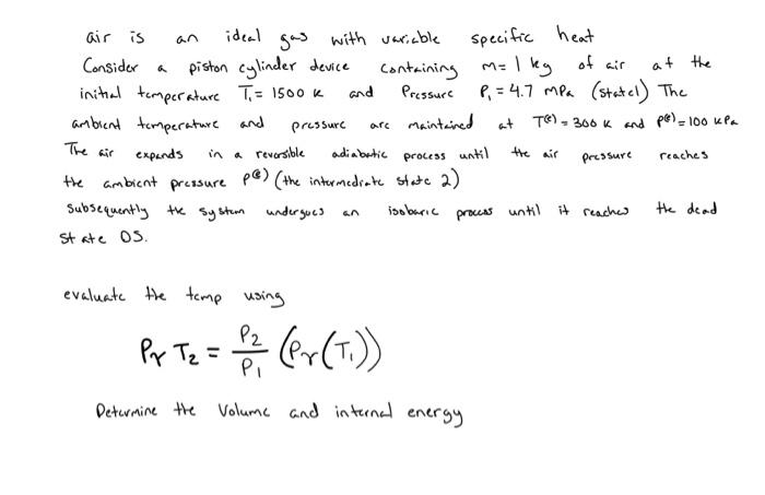 Solved air is an ideal gas with variable specific heat | Chegg.com