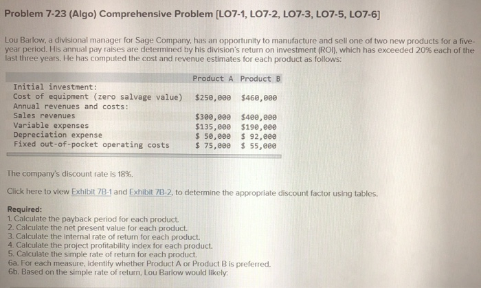 Solved Problem 7-23 (Algo) Comprehensive Problem [LO7-1, | Chegg.com