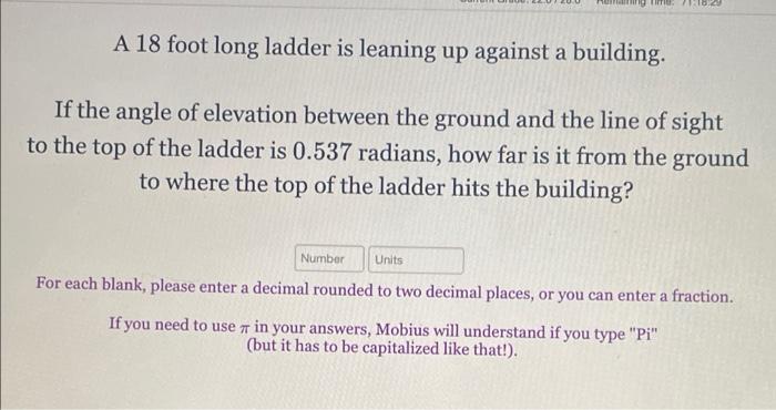Solved A 18 foot long ladder is leaning up against a | Chegg.com
