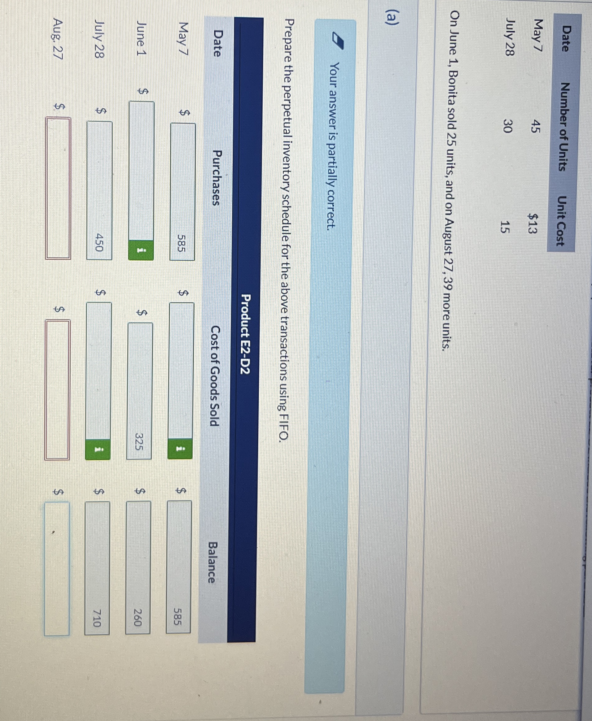 Solved Prepare the prepetual inventory schedule for the | Chegg.com