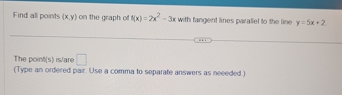 Solved Find all points (x,y) ﻿on the graph of f(x)=2x2-3x | Chegg.com