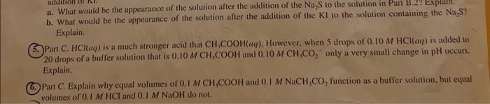 Solved a. Whar would be the appearance of the solution after | Chegg.com