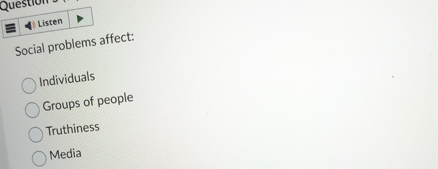 Solved ListenSocial problems affect:IndividualsGroups of | Chegg.com