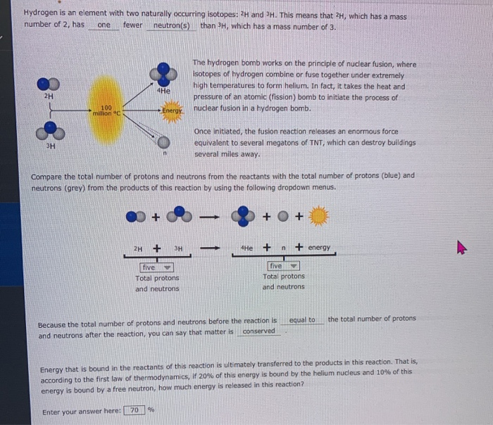 Solved Hydrogen is an element with two naturally occurring | Chegg.com