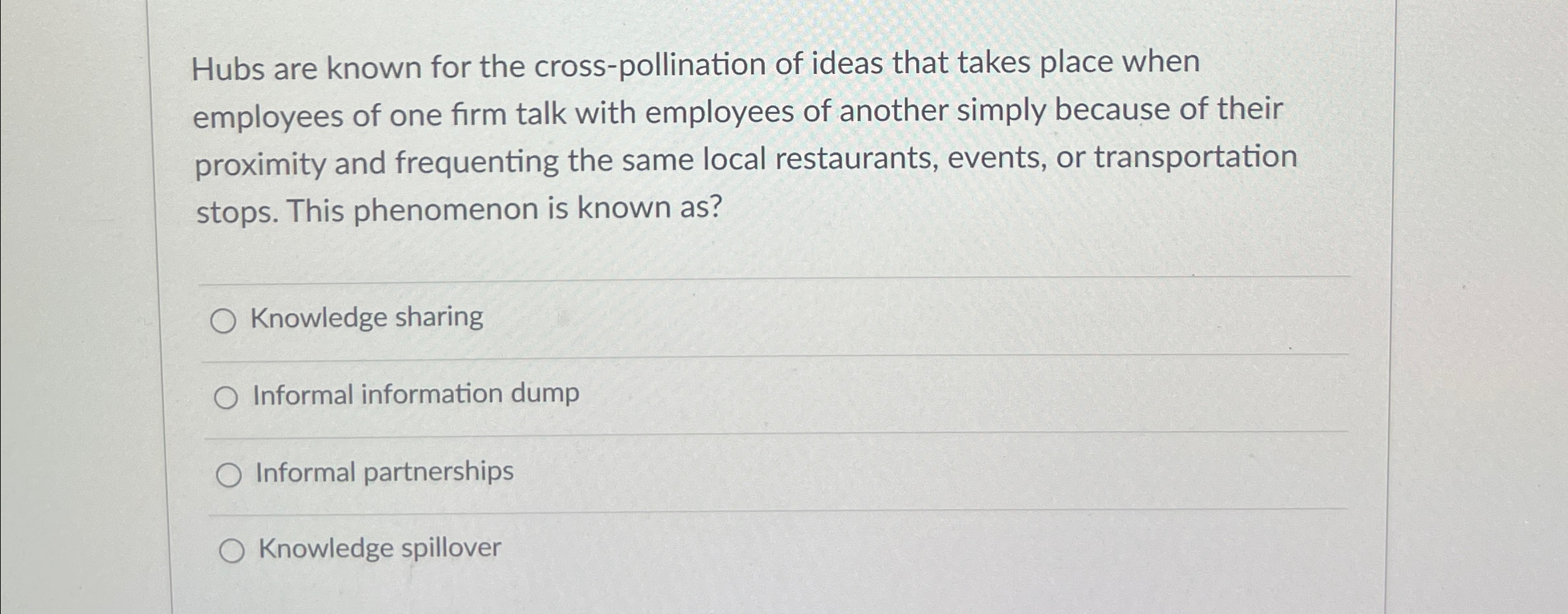 Solved Hubs are known for the cross-pollination of ideas | Chegg.com