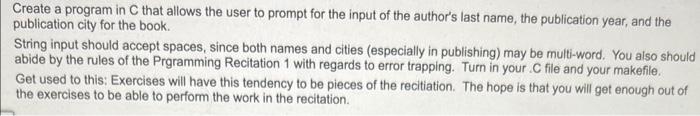 Solved Create a program in C that allows the user to prompt | Chegg.com