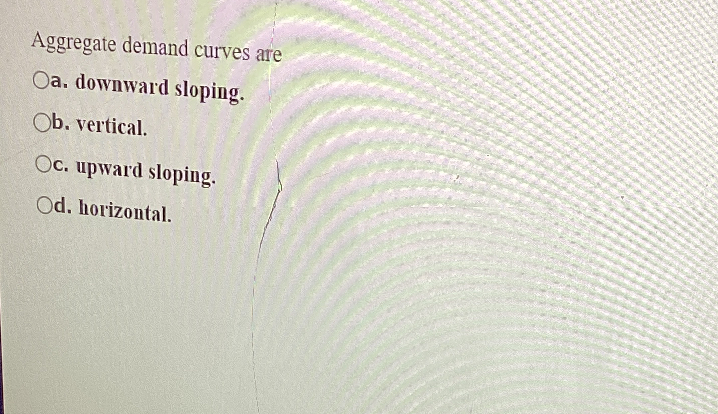 Solved Aggregate demand curves area. ﻿downward sloping.b. | Chegg.com