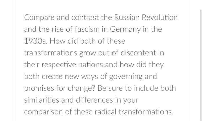Compare and contrast the Russian Revolution and the | Chegg.com