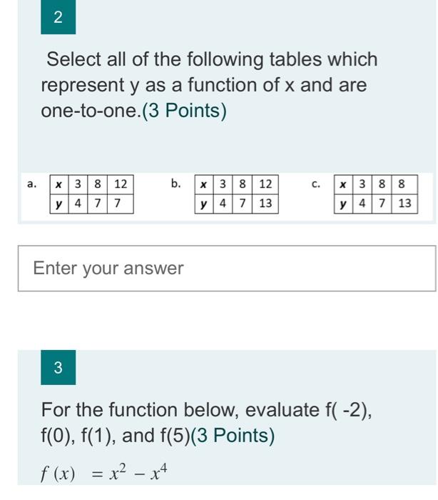 Solved Select all of the following tables which represent y | Chegg.com