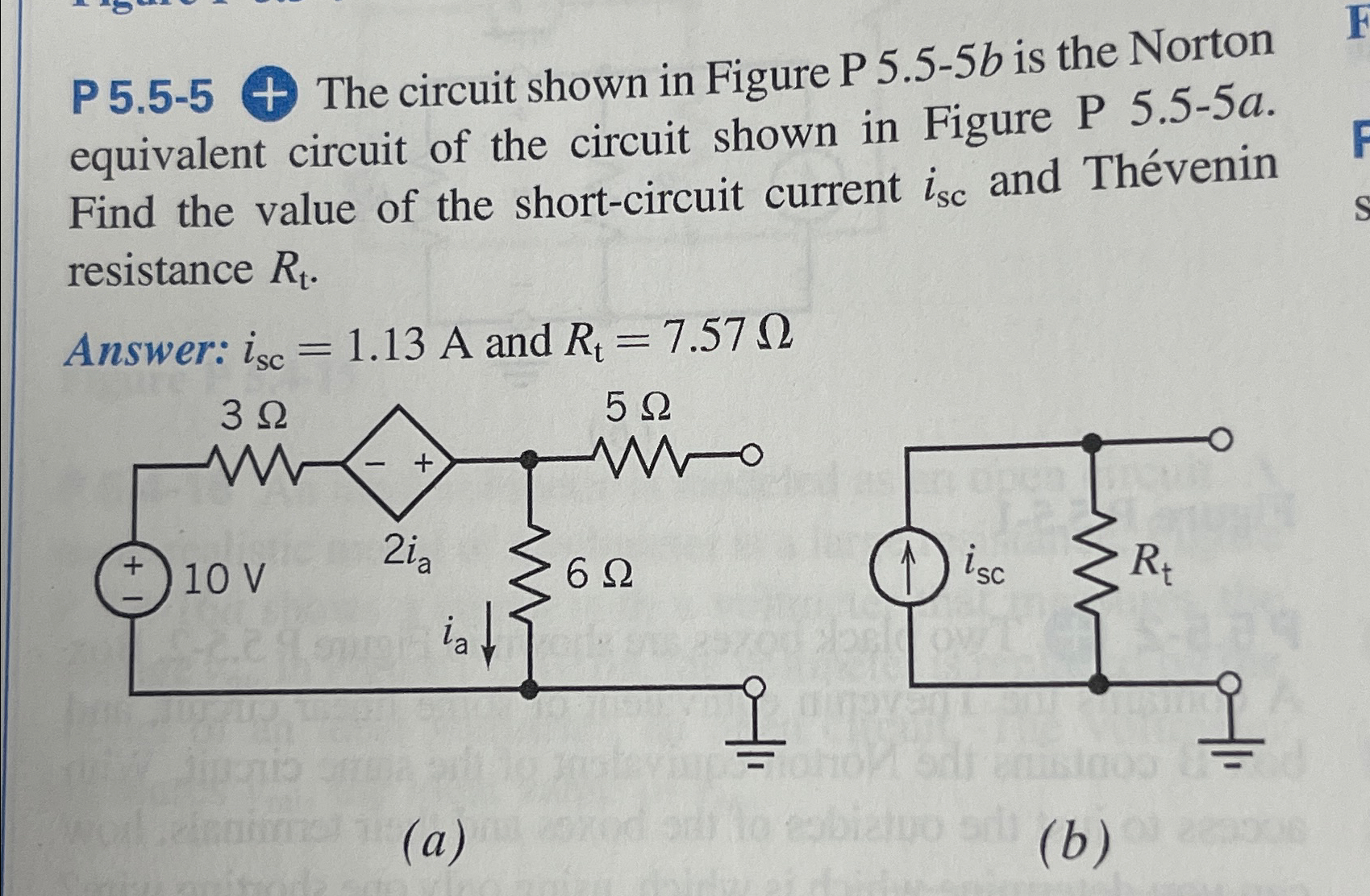 Solved P 5.5-5 + ﻿The circuit shown in Figure P 5.5-5b is | Chegg.com