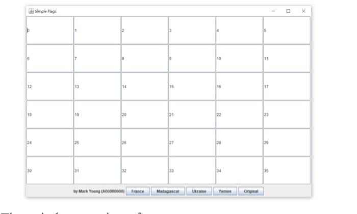 Solved Simple Flags (GUI and Arrays)SynopsisCreate a Swing | Chegg.com
