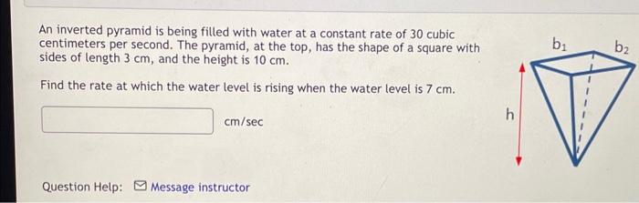 Solved An inverted pyramid is being filled with water at a | Chegg.com