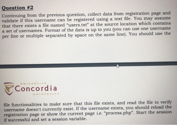 Solved Question #1 Write a PHP page for registration | Chegg.com